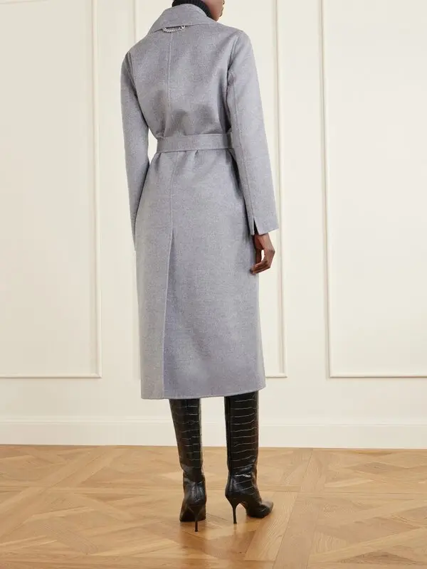 Stella McCartney Iconic Stella Belted Wool Coat - Gray