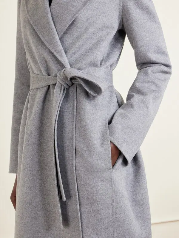 Stella McCartney Iconic Stella Belted Wool Coat - Gray