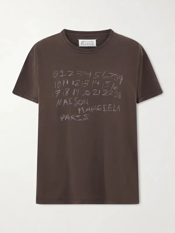 MAISON MARGIELA Numerical Printed Cotton-jersey T-shirt - Brown