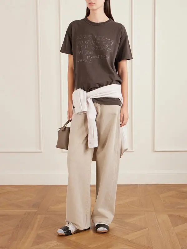MAISON MARGIELA Numerical Printed Cotton-jersey T-shirt - Brown