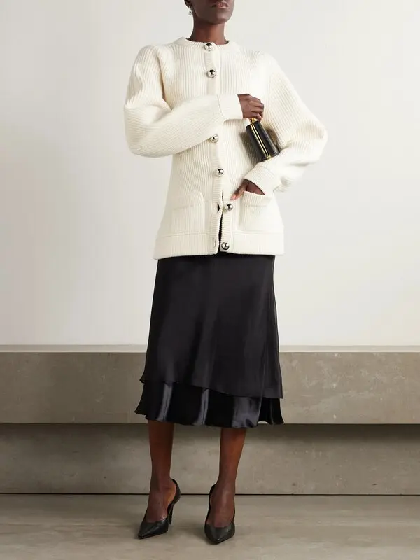 LANVIN Ribbed Wool Cardigan