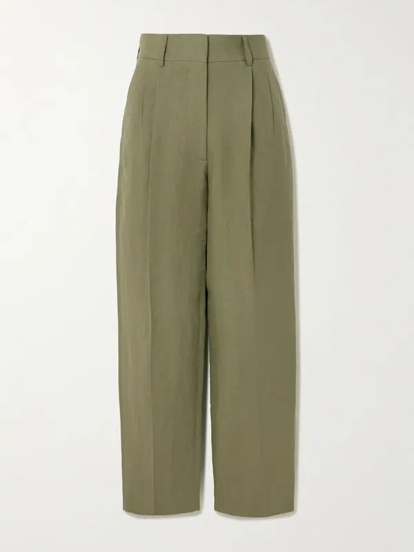 BLAZÉ MILANO Fox Pleated Linen Straight-leg Pants