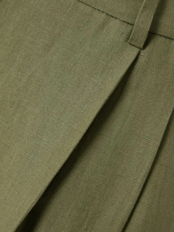 BLAZÉ MILANO Fox Pleated Linen Straight-leg Pants