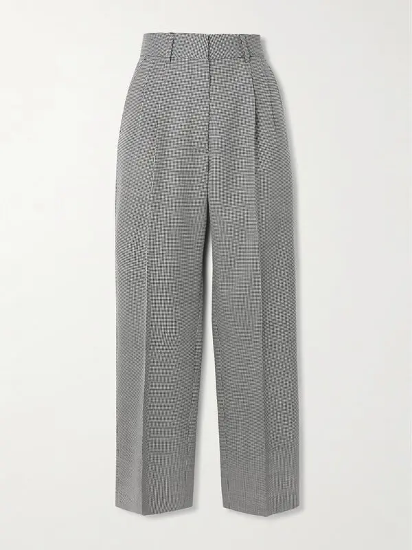 BLAZÉ MILANO Houndstooth Wool-twill Straight-leg Pants