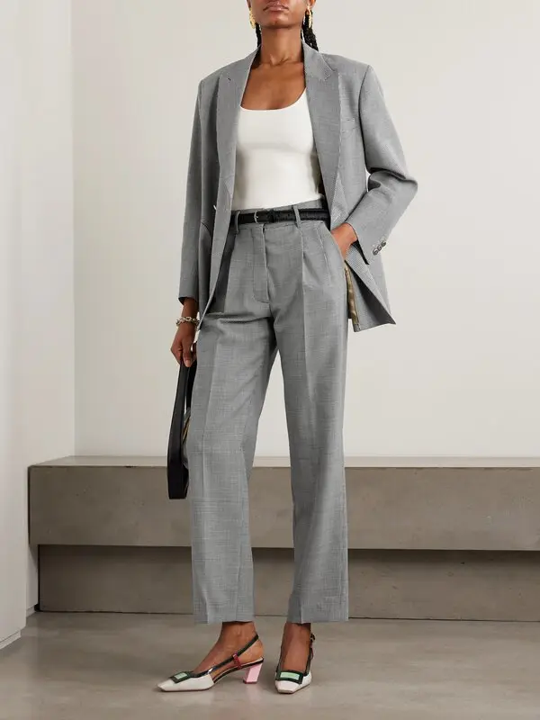 BLAZÉ MILANO Houndstooth Wool-twill Straight-leg Pants