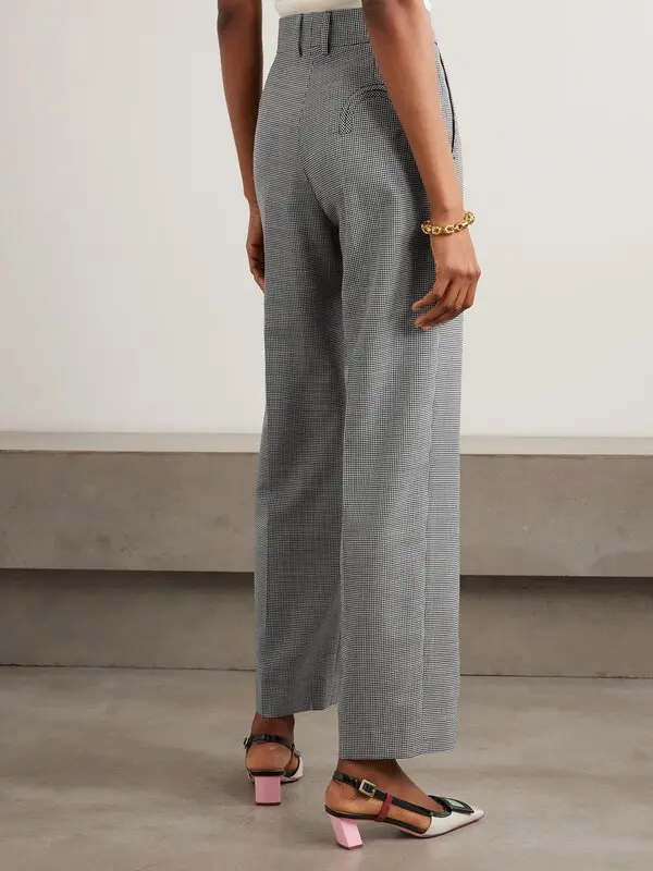 BLAZÉ MILANO Houndstooth Wool-twill Straight-leg Pants
