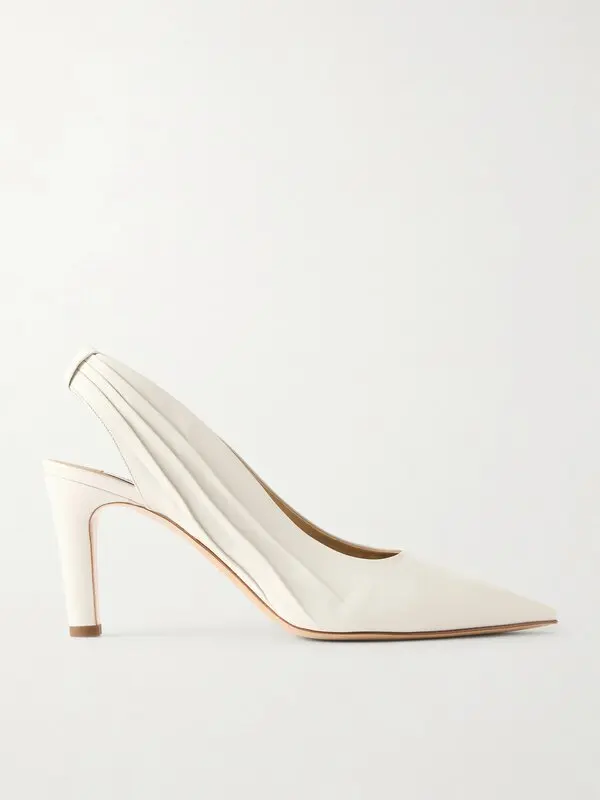 Gabriela Hearst Amari 90 Ruched Leather Slingback Pumps - Neutrals