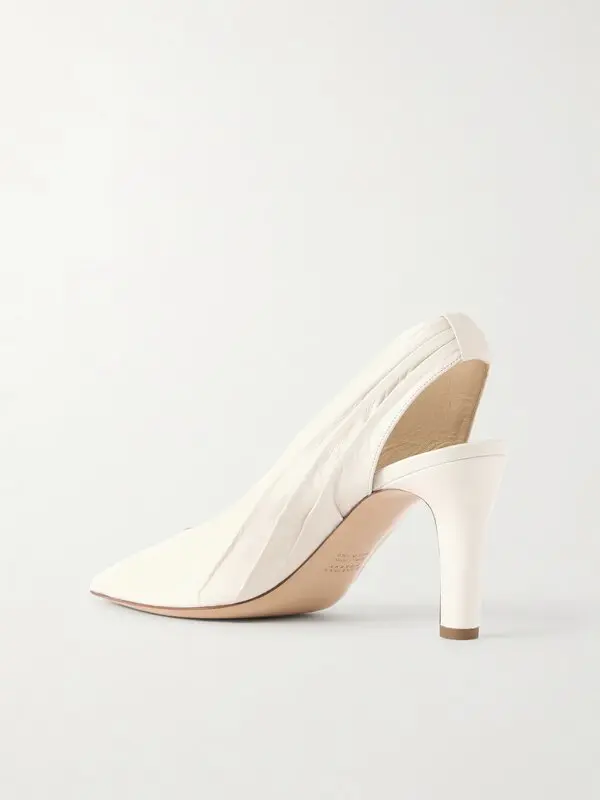 Gabriela Hearst Amari 90 Ruched Leather Slingback Pumps - Neutrals