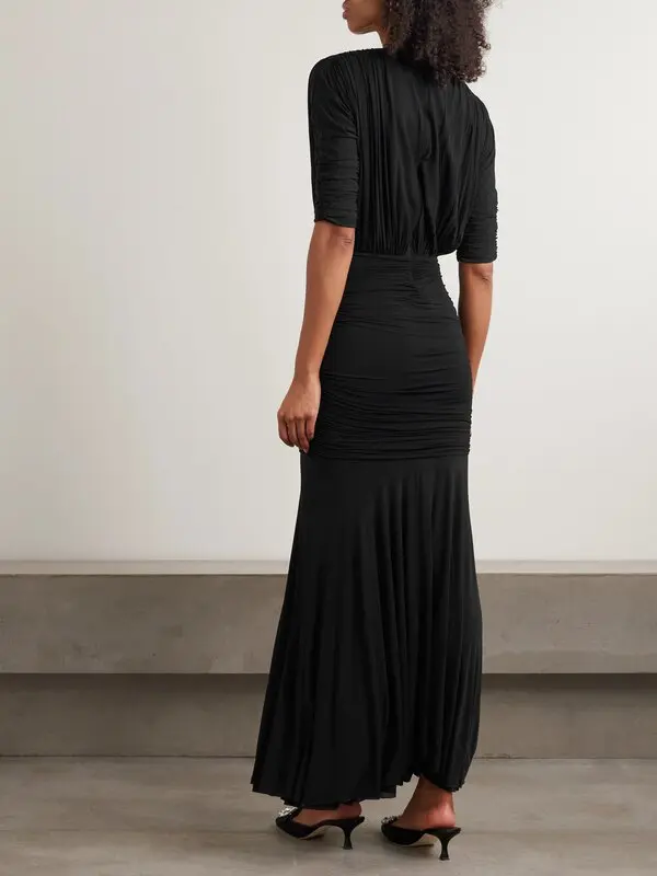 Tove Yana Ruched Stretch-jersey Maxi Dress - Black