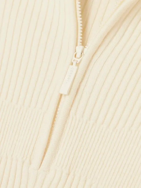 Cordova Butte Ribbed Merino Wool Blend Turtleneck Bodysuit - Neutrals