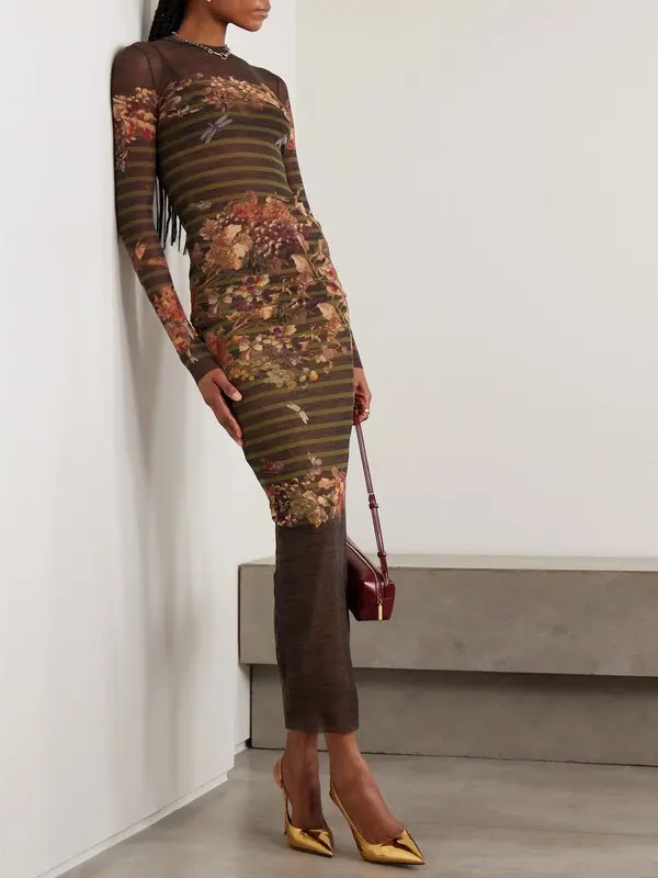 JEAN PAUL GAULTIER Printed Mesh Skirt - Green