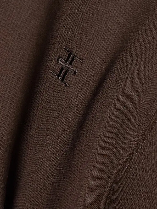 Eterne Embroidered Cotton And Modal-blend Terry Half-zip Sweatshirt - Brown