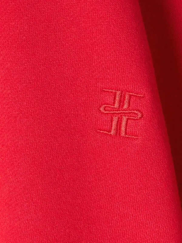 Eterne Embroidered French Cotton-blend Terry Half-zip Sweatshirt - Red