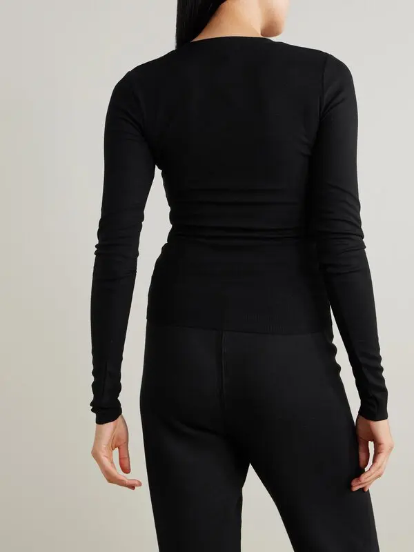 Eterne Ribbed-knit Henley Top