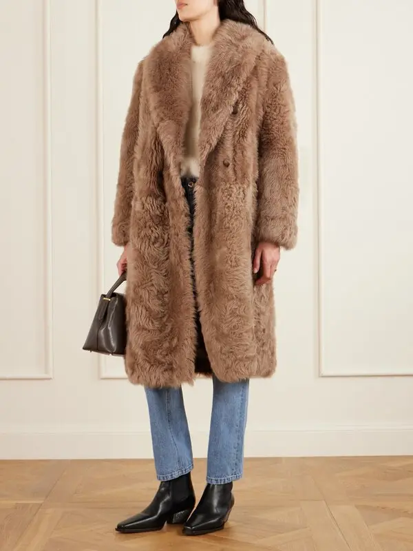 Brunello Cucinelli Oversized Shearling Double-breasted Coat