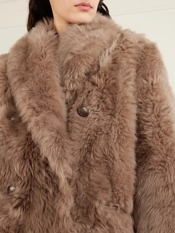 Brunello Cucinelli Oversized Shearling Double-breasted Coat