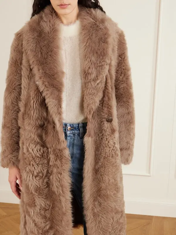 Brunello Cucinelli Oversized Shearling Double-breasted Coat