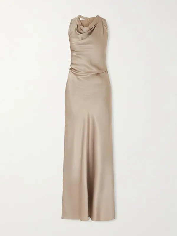 Brunello Cucinelli Silk Maxi Dress - Brown
