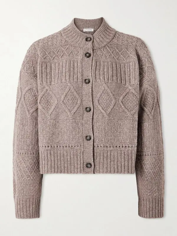 Altuzarra Amory Cropped Wool-blend Cardigan - Brown