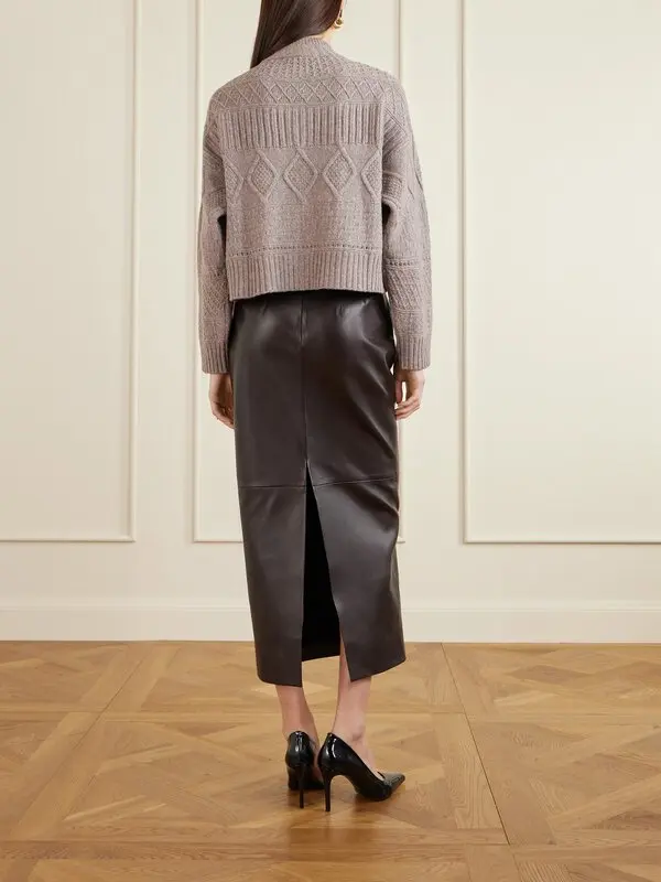 Altuzarra Amory Cropped Wool-blend Cardigan - Brown