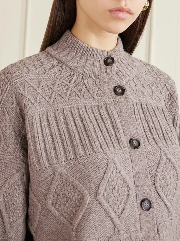 Altuzarra Amory Cropped Wool-blend Cardigan - Brown