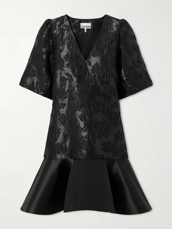 GANNI Cloqué And Satin Mini Dress