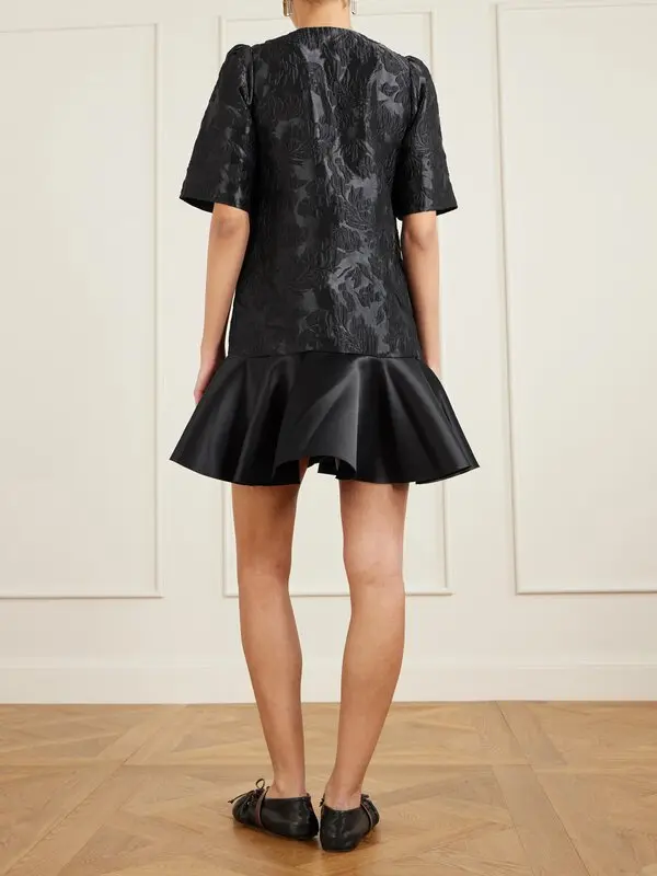 GANNI Cloqué And Satin Mini Dress