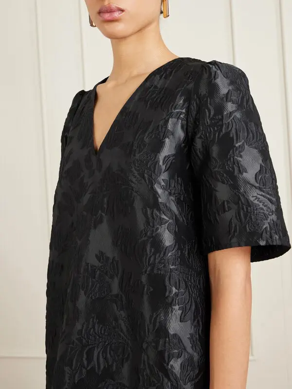 GANNI Cloqué And Satin Mini Dress