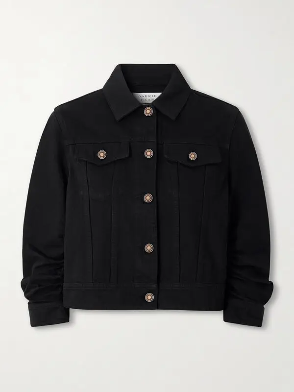 Gabriela Hearst Adira Cropped Ruched Denim Jacket