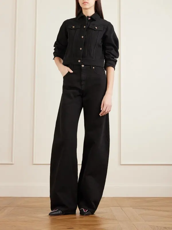 Gabriela Hearst Adira Cropped Ruched Denim Jacket
