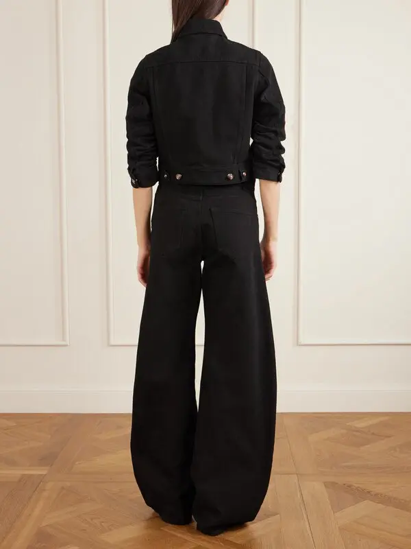 Gabriela Hearst Adira Cropped Ruched Denim Jacket