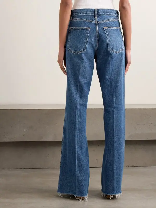 FRAME The Lax Distressed Mid-rise Flared Jeans - Blue