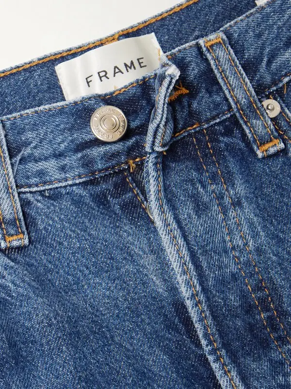 FRAME The Lax Distressed Mid-rise Flared Jeans - Blue