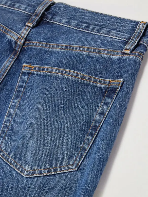 FRAME The Lax Distressed Mid-rise Flared Jeans - Blue