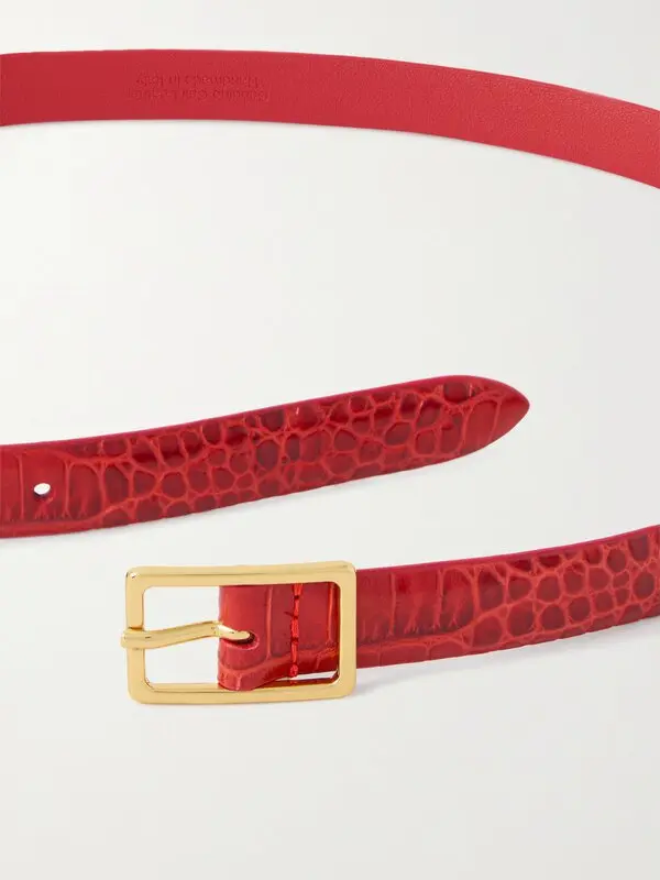 Anderson's Croc-effect Leather Belt - Red