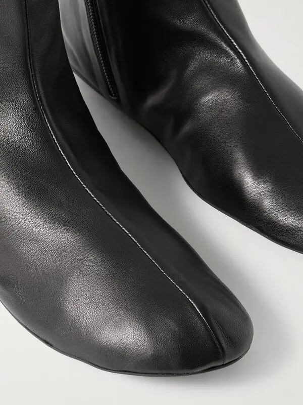 THE ROW Stella Leather And Shearling Ankle Boots - Brown