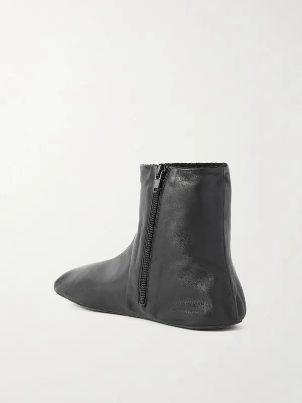 THE ROW Stella Leather And Shearling Ankle Boots - Black