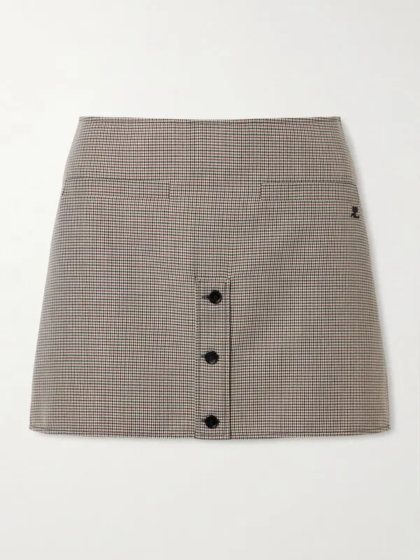COURREGES Houndstooth Wool-blend Mini Skirt