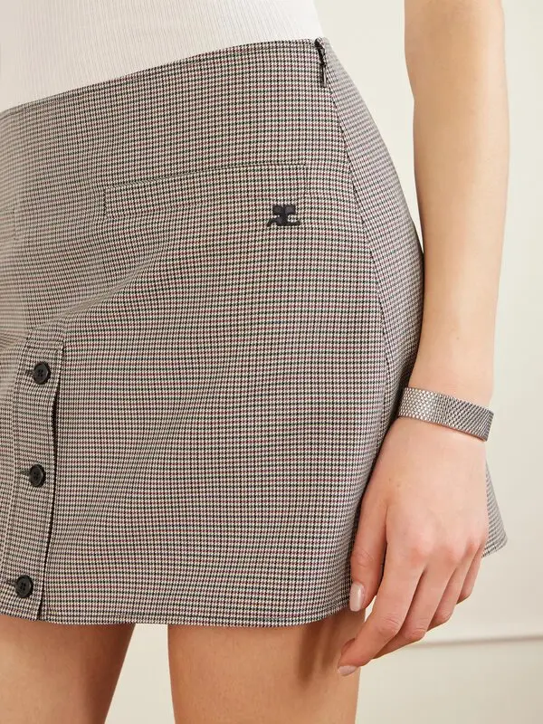 COURREGES Houndstooth Wool-blend Mini Skirt