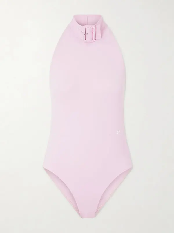 COURREGES Courrèges Buckled Jersey Mockneck Bodysuit - Pink