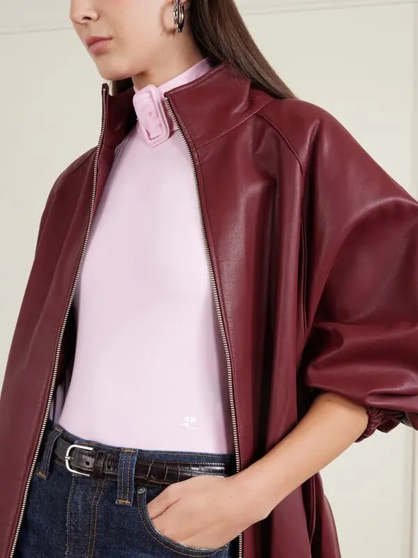 COURREGES Courrèges Buckled Jersey Mockneck Bodysuit - Pink