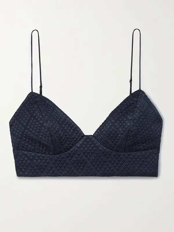 Adam Lippes Matelassé Wool-blend Bralette - Blue