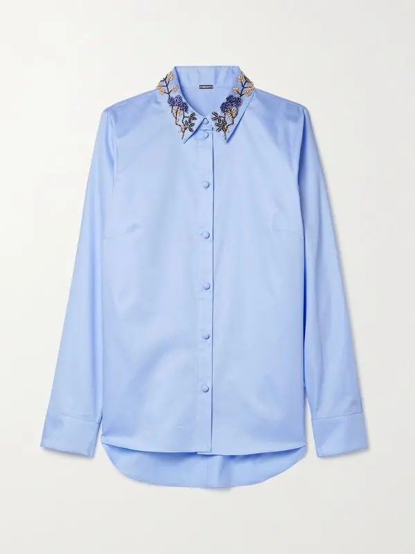 Adam Lippes Embellished Cotton-poplin Shirt