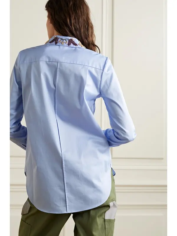 Adam Lippes Embellished Cotton-poplin Shirt