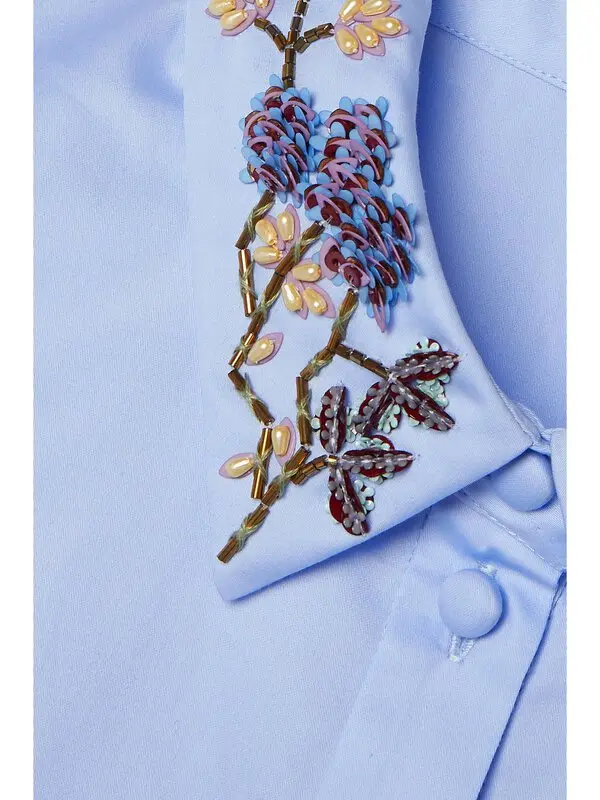 Adam Lippes Embellished Cotton-poplin Shirt