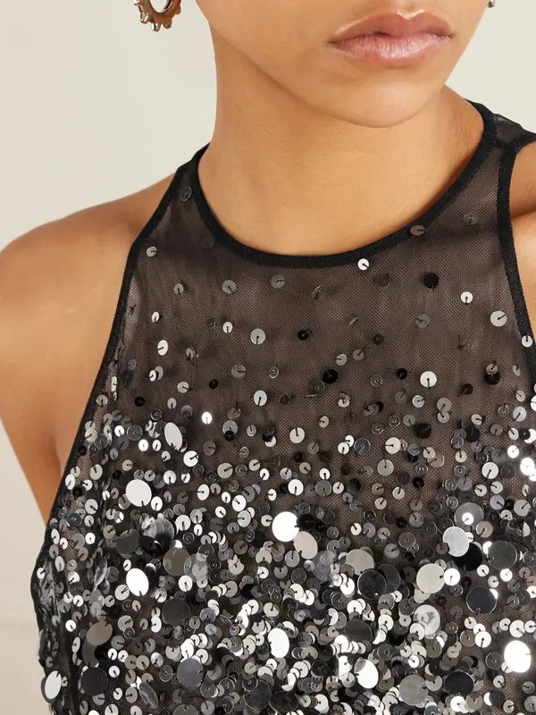 Attico Sequined Mesh Mini Dress