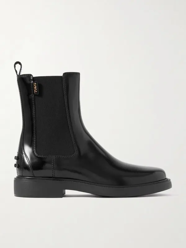 TOD'S Glossed-leather Chelsea Boots - Black