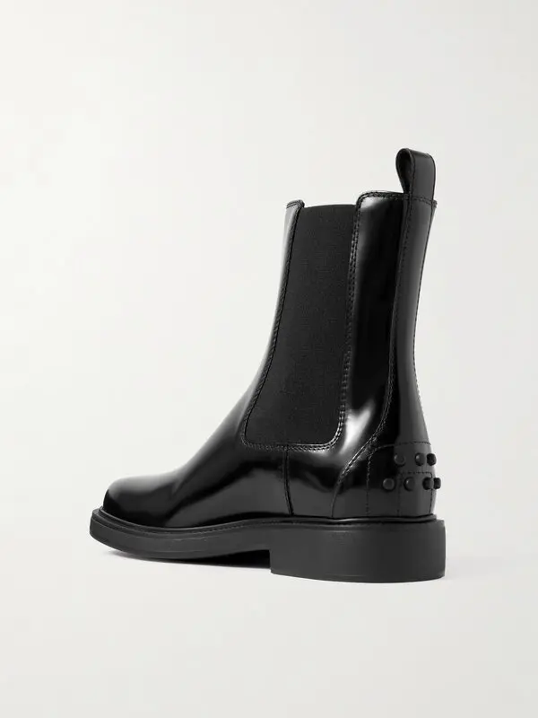 TOD'S Glossed-leather Chelsea Boots - Black