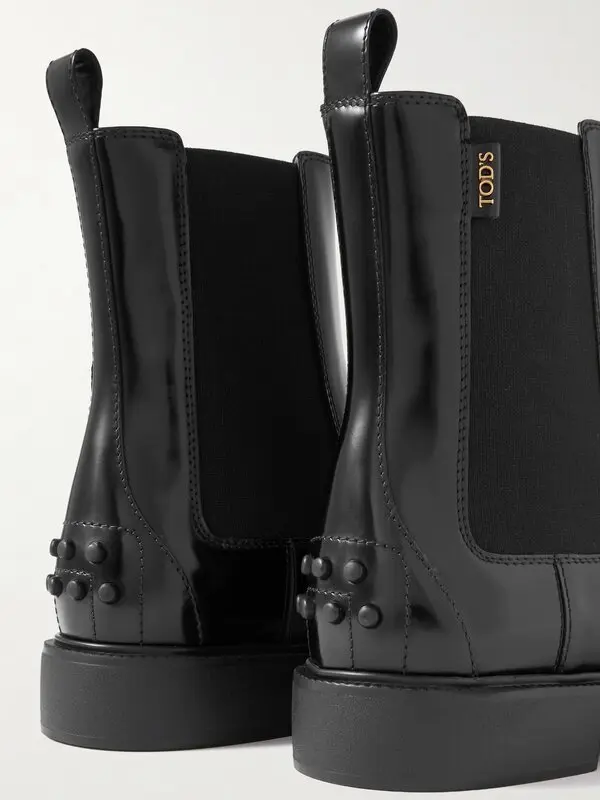 TOD'S Glossed-leather Chelsea Boots - Black