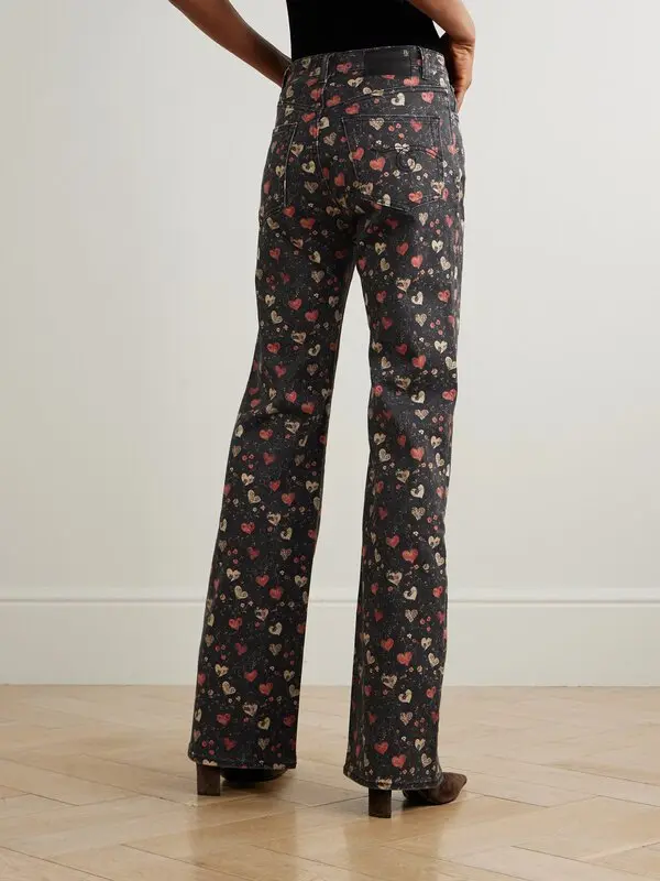 R13 Jane Printed Slim-leg Jeans - Black